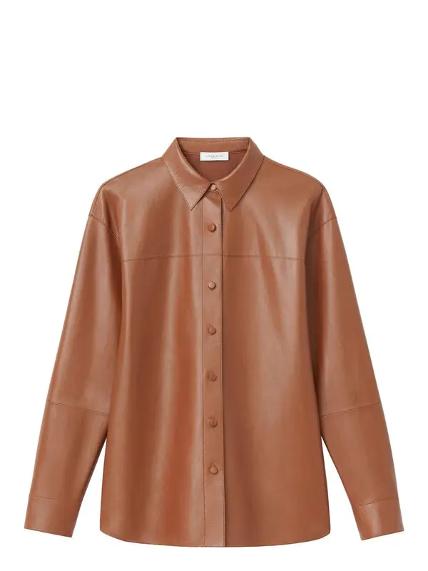 Lafayette 148 New York Nappa Lambskin Shirt Jacket - Copper