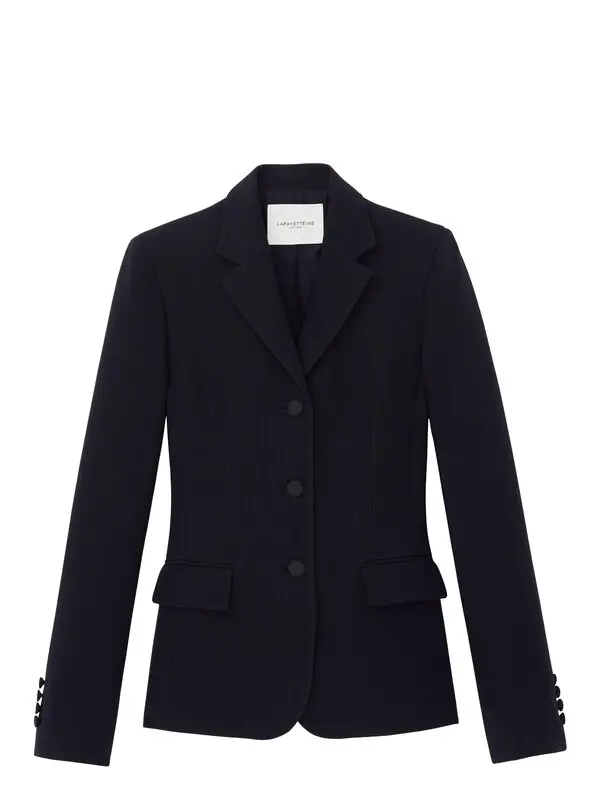 Lafayette 148 New York Wool-silk Crepe Academy Blazer - Black