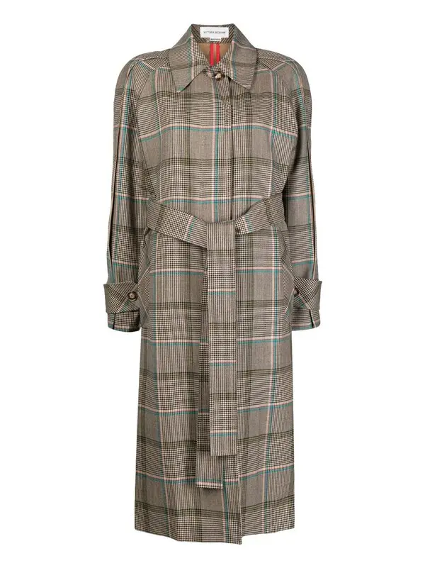Victoria Beckham Reversible Single-breasted Checked Virgin Wool Coat - Brown
