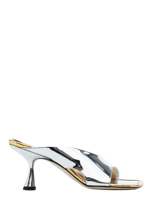 WANDLER Julio Metallic Leather Mules - Silver