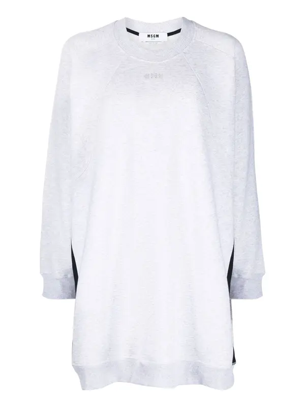 MSGM Oversized Sweatshirt With Side Stripe - Grey