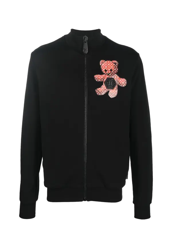 Philipp Plein Teddy Bear Zip-up Sweatshirt - Black