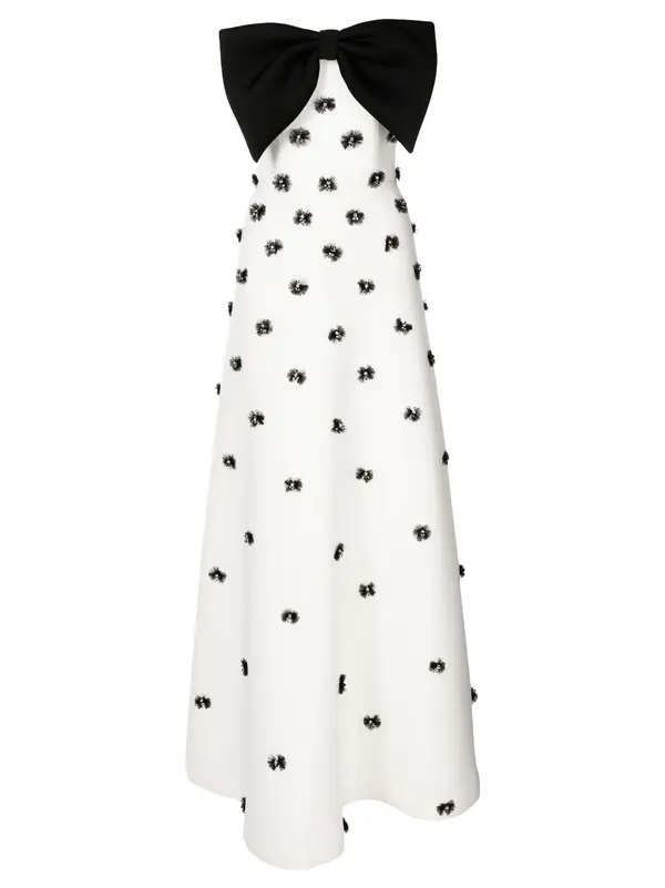 SAIID KOBEISY Beaded Strapless Evening Dress - White