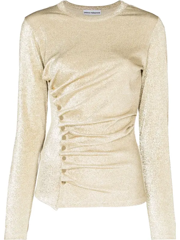 Rabanne Asymmetric Metallic T-shirt - Gold
