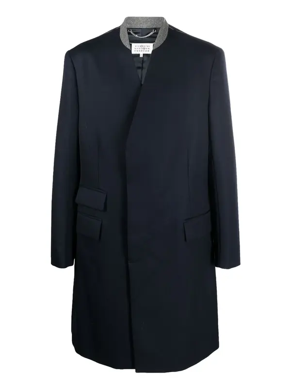 MAISON MARGIELA Single-breasted Wool Coat - Blue