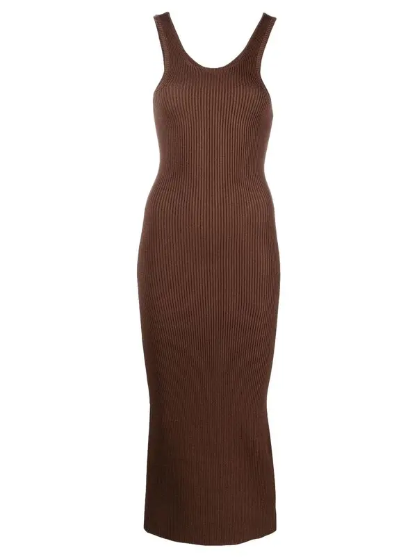 TOTÊME Scoop-neck Knitted Dress - Brown