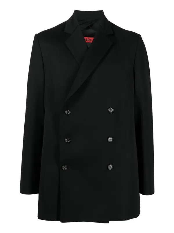 424 Double-breasted Wool Coat - Black