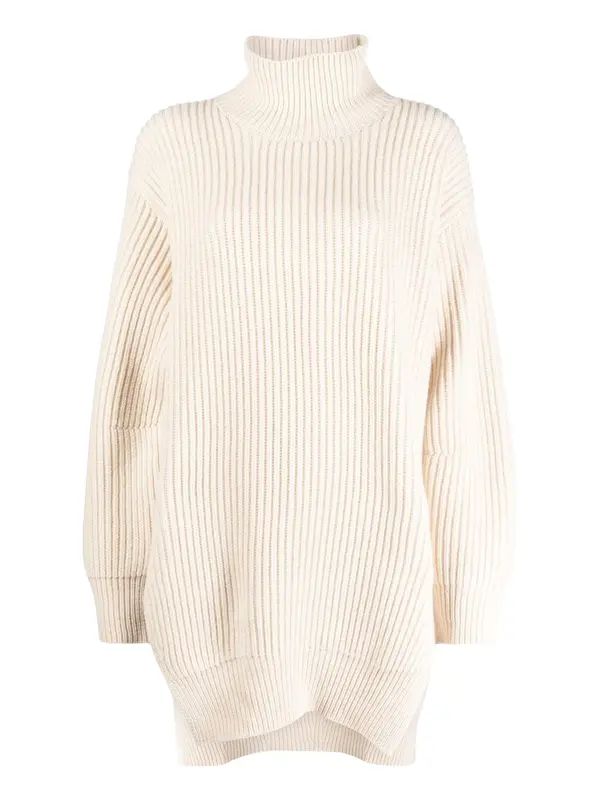 JIL SANDER Roll-neck Ribbed-knit Jumper - Neutrals