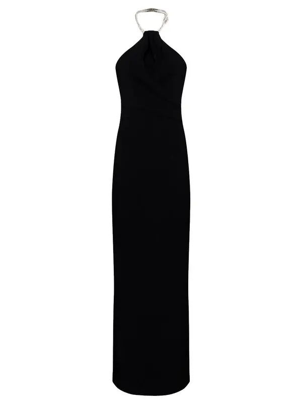 Solace London Riva Crystal-embellished Gown - Black