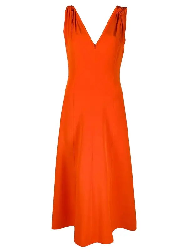 Victoria Beckham Twist-shoulder Fit-and-flare Dress - Orange