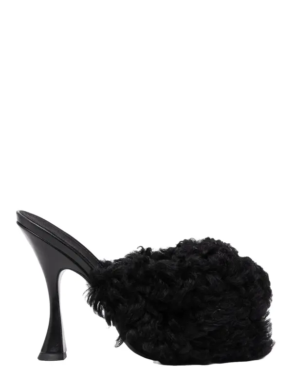 Giambattista Valli 105mm Shearling Strap Sandals - Black
