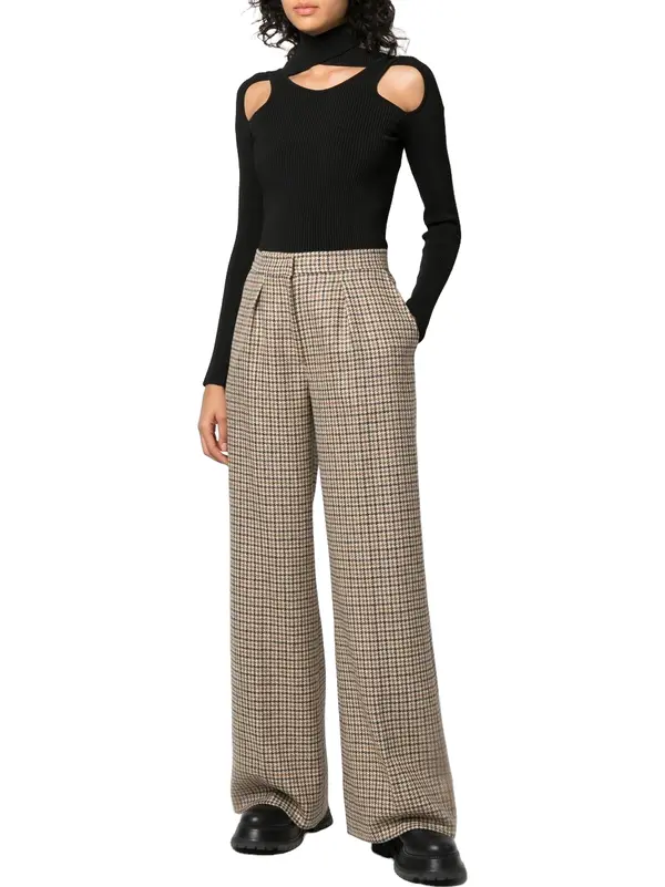Palm Angels Checked Wide-leg Trousers - Brown