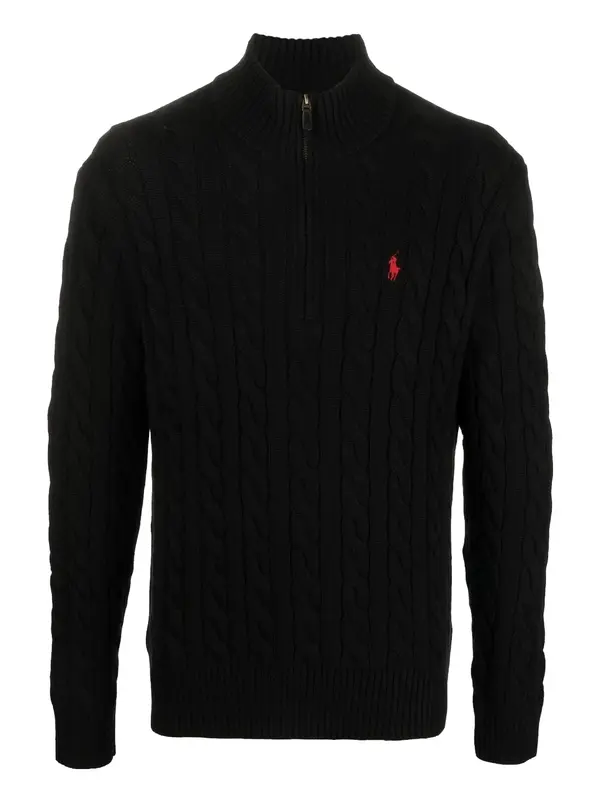 Polo Ralph Lauren Cable-knit Half-zip Jumper - Black