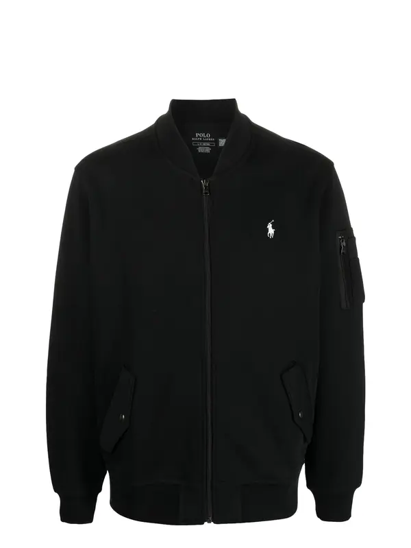 Ralph Lauren Logo-embroidered Zip-up Pullover - Black