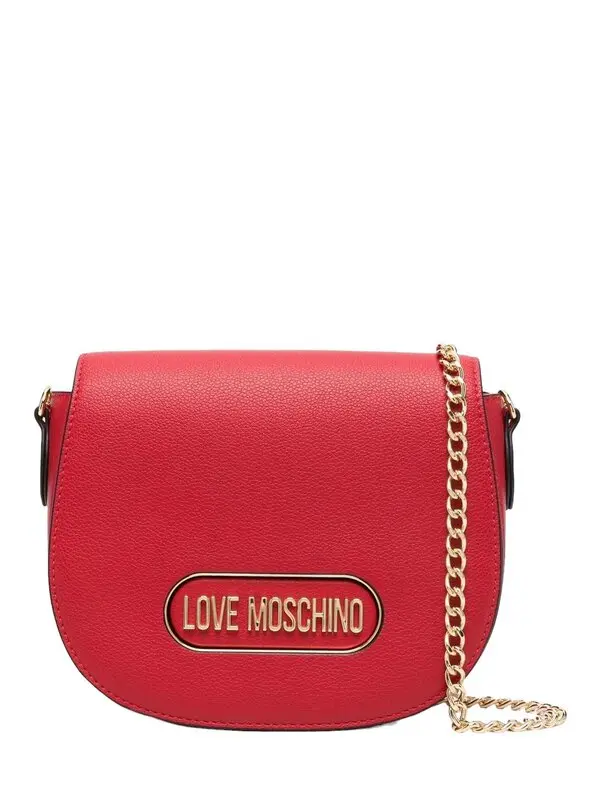 Moschino Logo Plaque Satchel Bag - Red