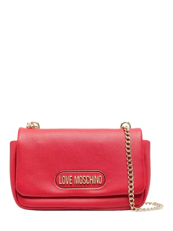 Moschino Logo Embellished Shoulder Bag - Red