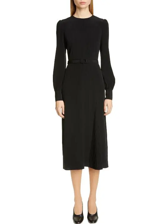 Co Essentials Pleated Panel Midi Dress - Black