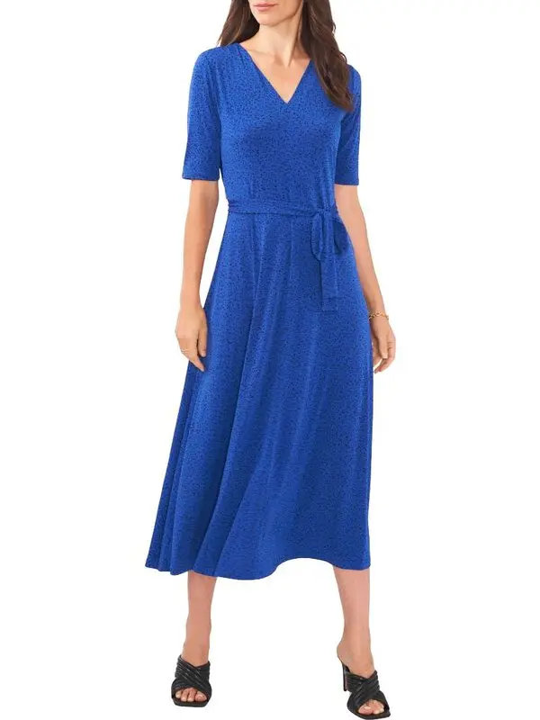 Chaus V-neck Tie Waist Maxi Dress - Cobalt Vault