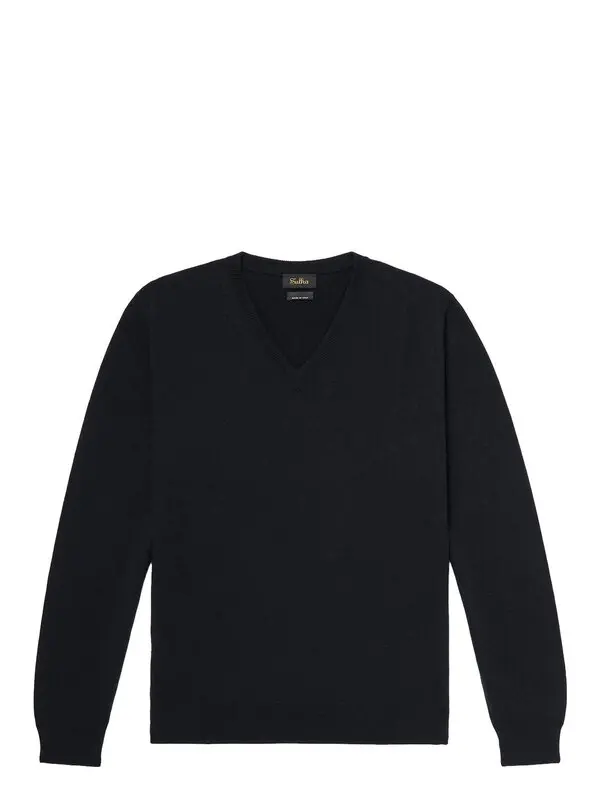 SULKA Cashmere V-neck Sweater - Blue