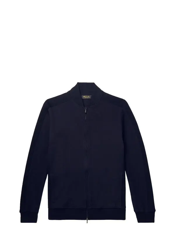 Loro Piana Whitney Cotton, Silk And Cashmere-blend Zip-up Sweatshirt - Blue