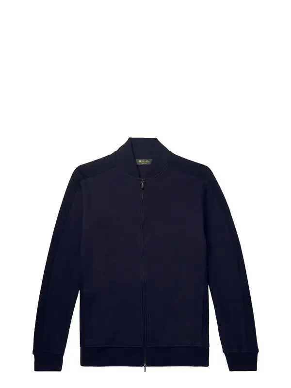 Loro Piana Whitney Cotton, Silk And Cashmere-blend Zip-up Sweatshirt - Blue