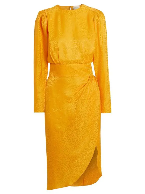 Ronny Kobo Mary Asymmetric Satin Jacquard Dress - Marigold