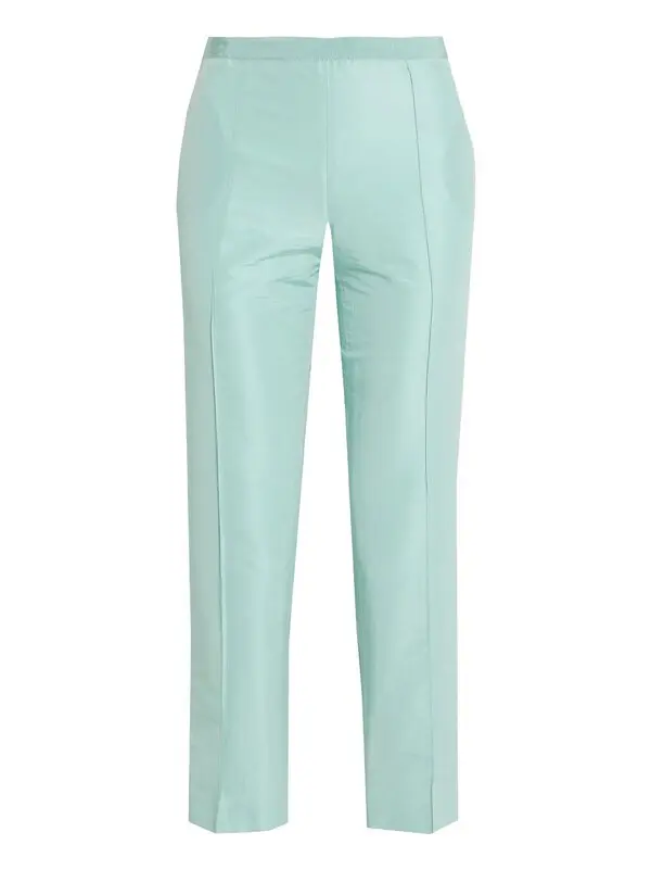 Etro Cotton And Silk-blend Straight-leg Pants - Turquoise