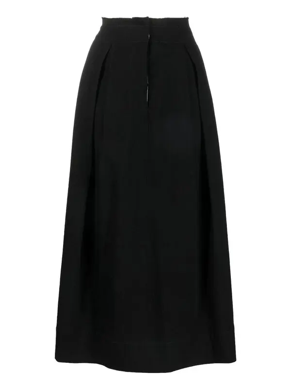 UMA WANG Raw-edge Pleated Long Skirt - Black