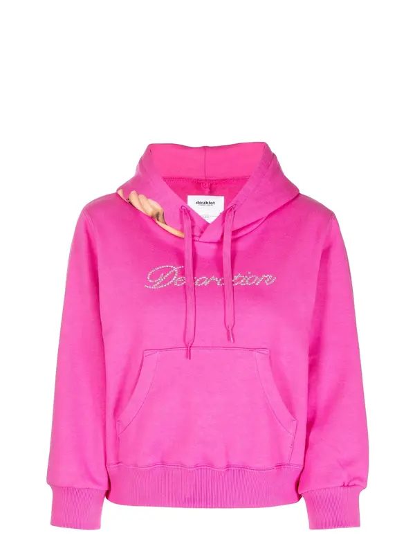 DOUBLET Rhinestone-logo Hoodie - Pink