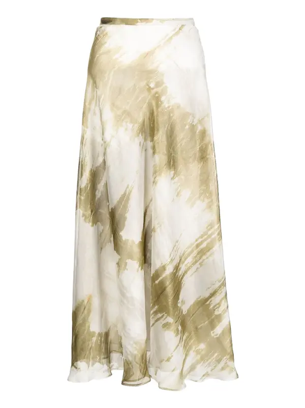 BAMBAH Tie-dye A-line Midi Skirt - Green