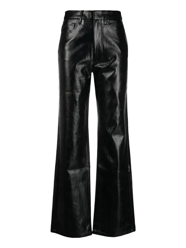 ROTATE BY BIRGER CHRISTENSEN Embossed Logo Wide-leg Trousers - Black