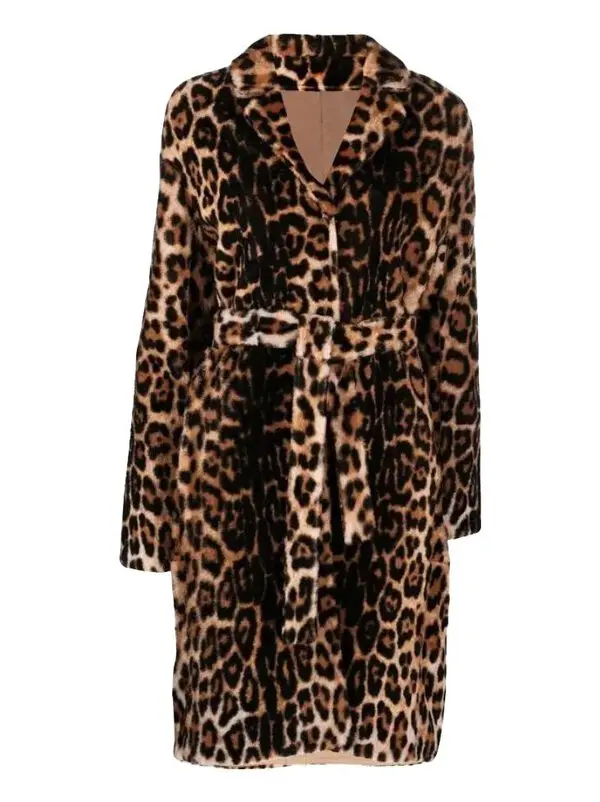YVES SALOMON Leopard Print Coat - Brown