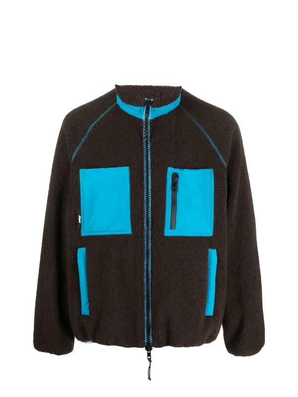 MSGM Logo-patch Fleece Jacket - Brown