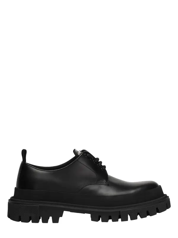 Dolce & Gabbana Logo-plaque Detail Derby Shoes - Black