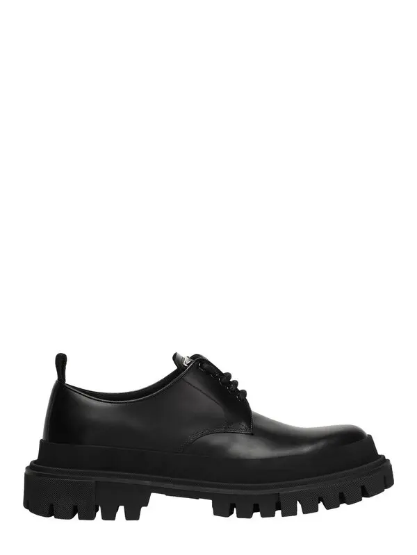 Dolce & Gabbana Logo-plaque Detail Derby Shoes - Black