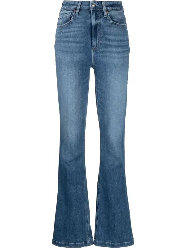 Paige Mid-rise Flared Jeans - Blue