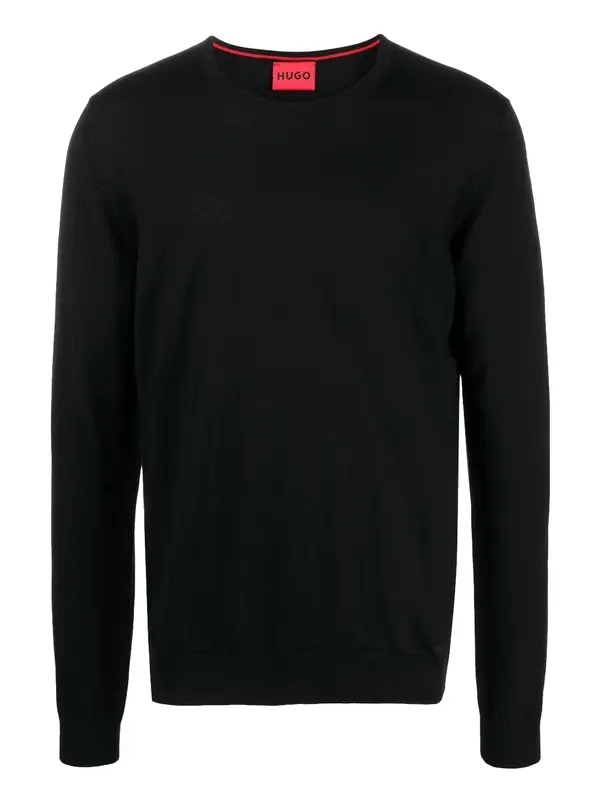 Hugo Fine-knit Round-neck Jumper - Black
