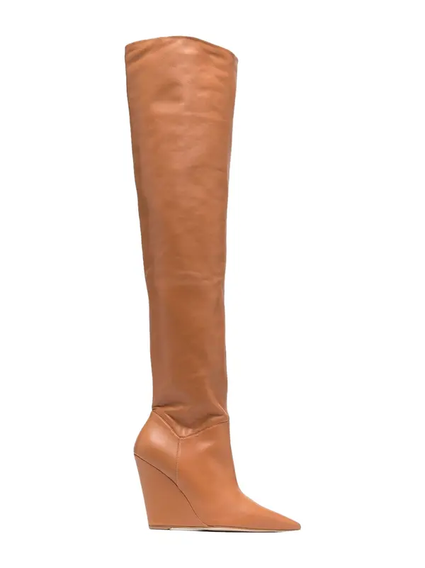 STUART WEITZMAN Pointed Leather Knee-high Boots - Neutrals
