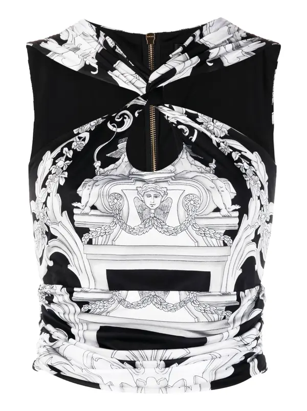 Versace Silver Baroque Cropped Top - Black