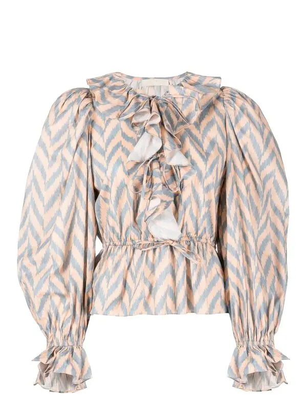 Ulla Johnson Zig-zag Ruffle Blouse - Neutrals