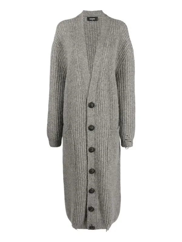 Dsquared2 Button-up Ribbed Knit Cardigan - Grey
