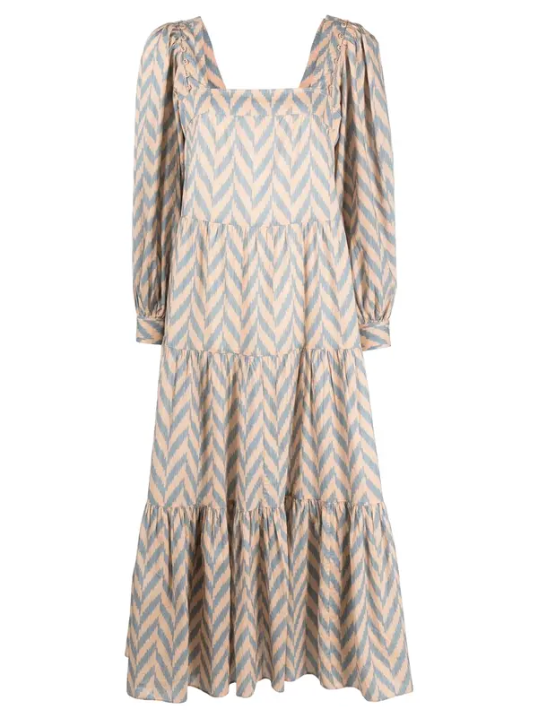 Ulla Johnson Georgina Chevron-print Tiered Dress - Neutrals