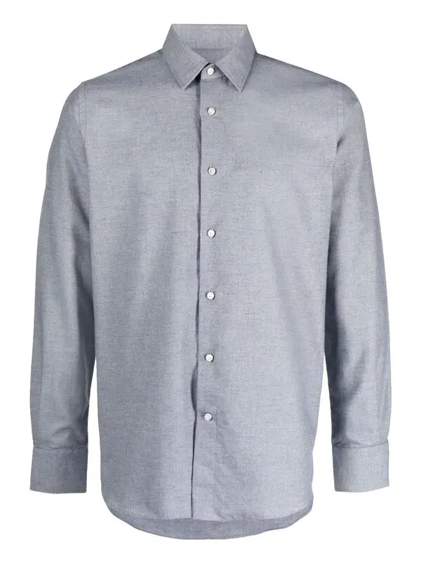 Canali Buttoned-up Long-sleeved Shirt - Blue