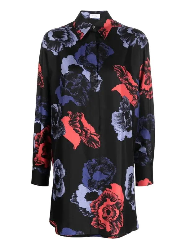 FERRAGAMO Floral-print Shirt - Black