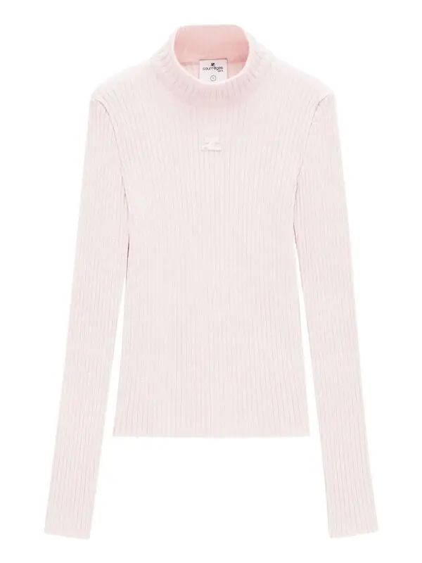 COURREGES Logo-embroidered Roll-neck Jumper - Pink