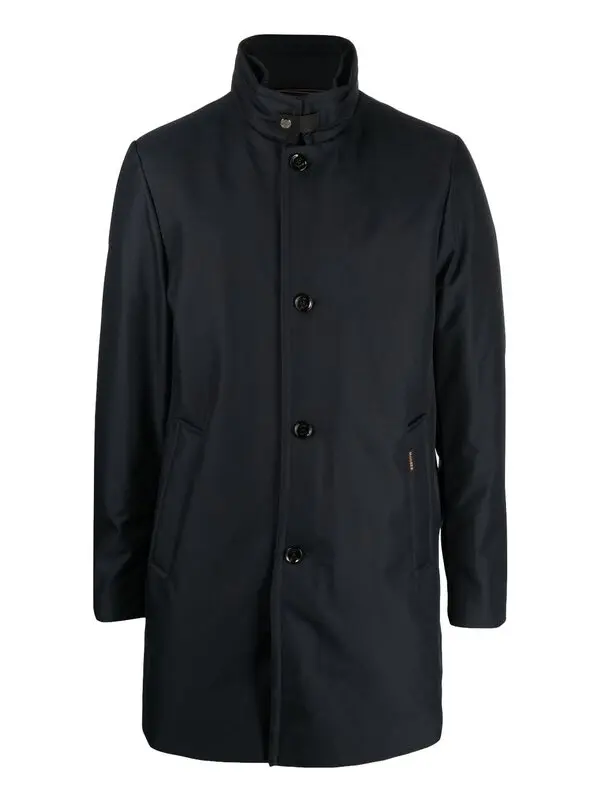 MOORER Buttoned High-neck Coat - Blue