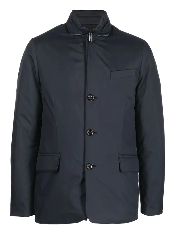 MOORER Single-breasted Padded Jacket - Blue