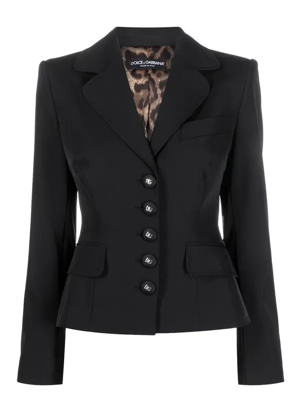 Dolce & Gabbana Logo-plaque Button-fastening Blazer - Black