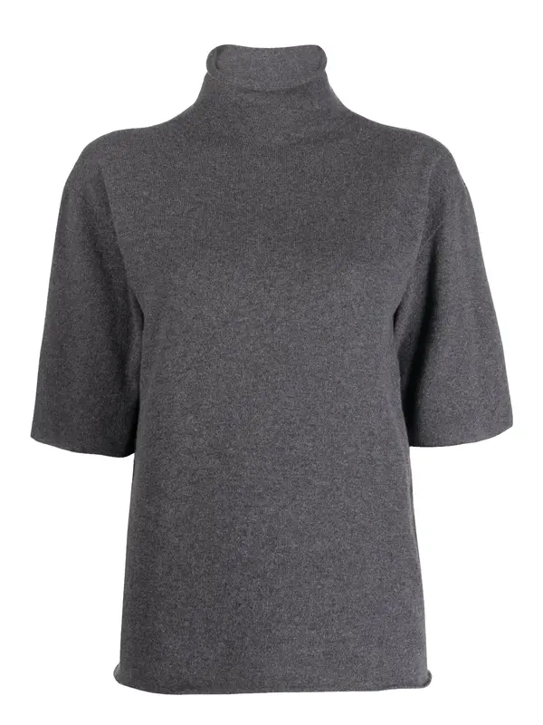 JIL SANDER Short-sleeved Knitted Top - Grey