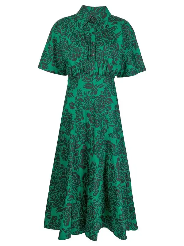 Philosophy Di Lorenzo Serafini Rose-print Shirt Dress - Green